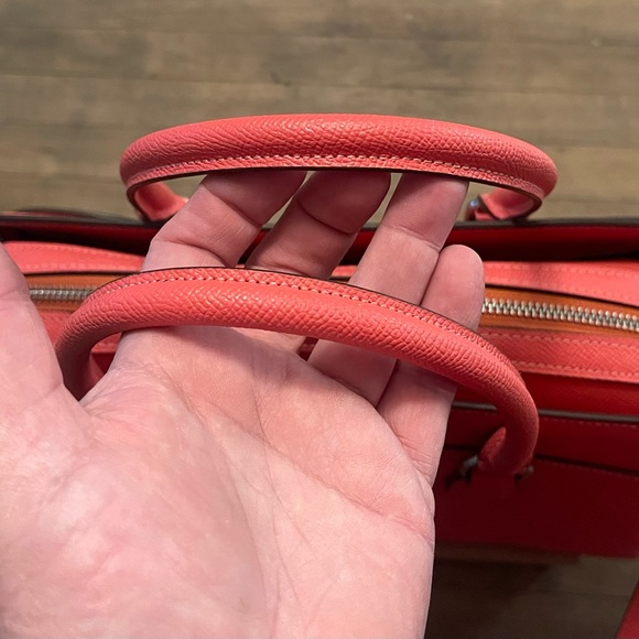 Coach | Bags | Coach Darcie Leather Orange Carryall Bag Purse Satchel ...